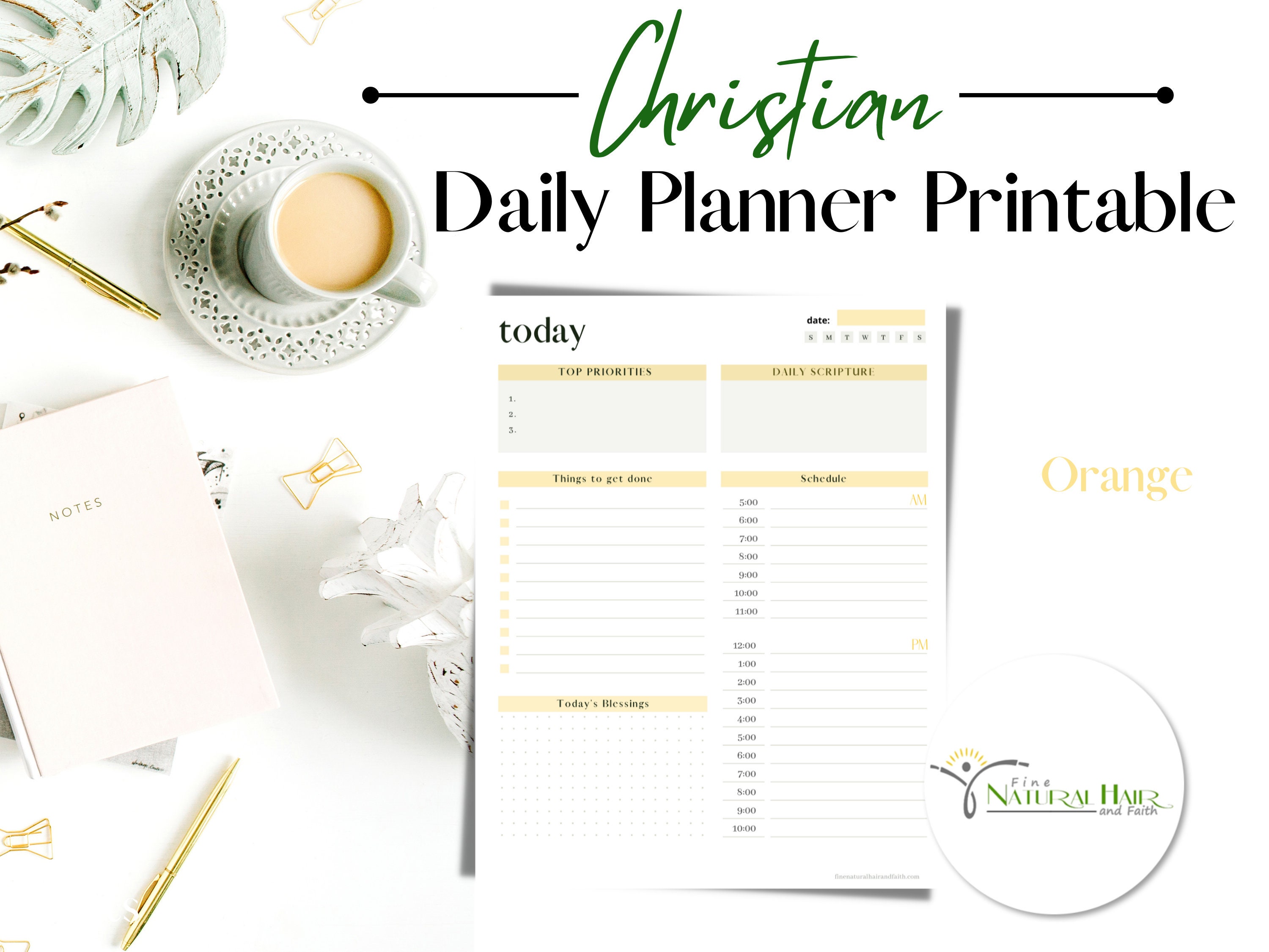 Christian Planner Daily Worksheet, Faith Inspired Agenda, Routine ...