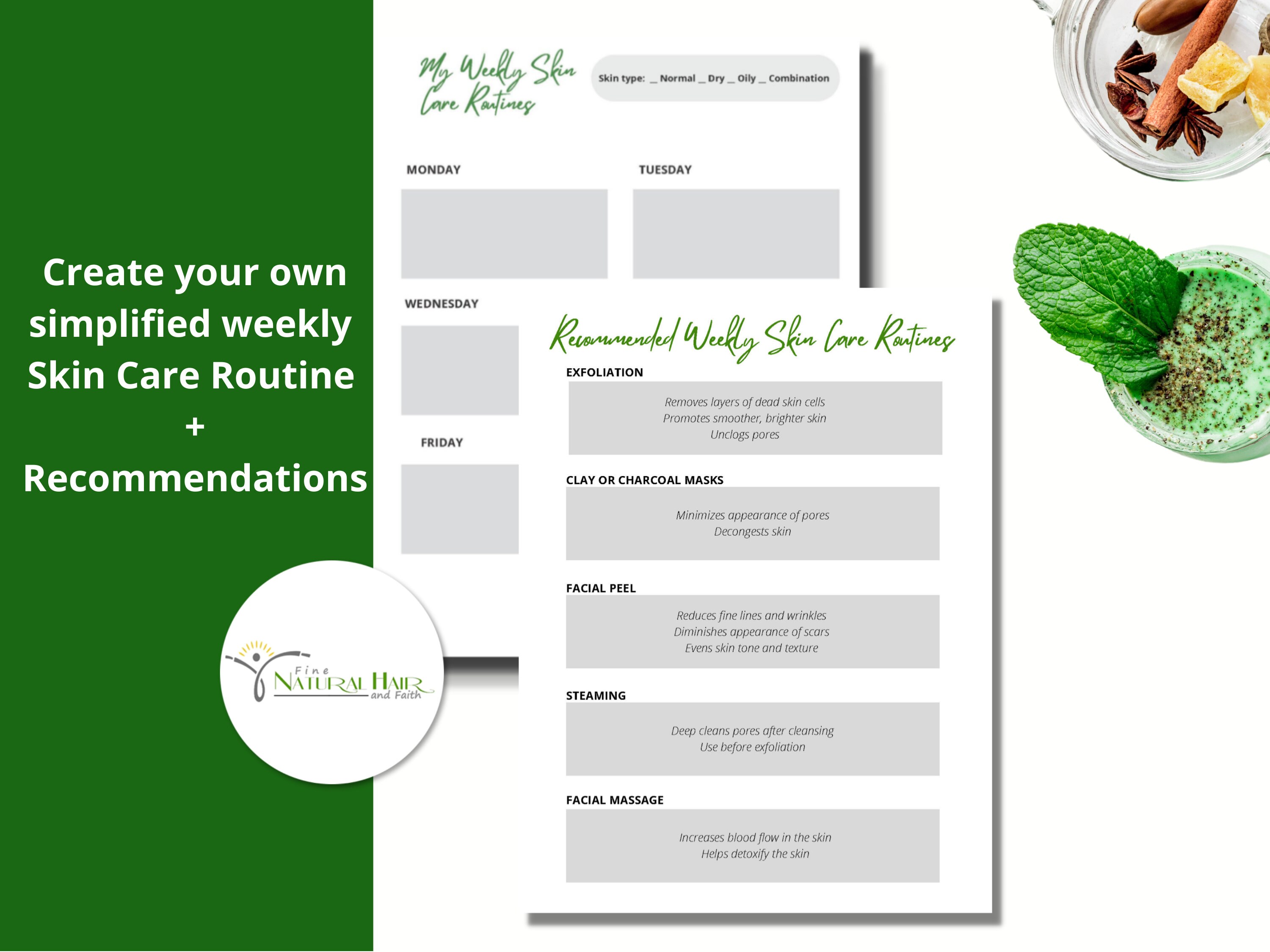Skin Care Planner Printable & Beauty Routine Tracker, Self Care Planner ...