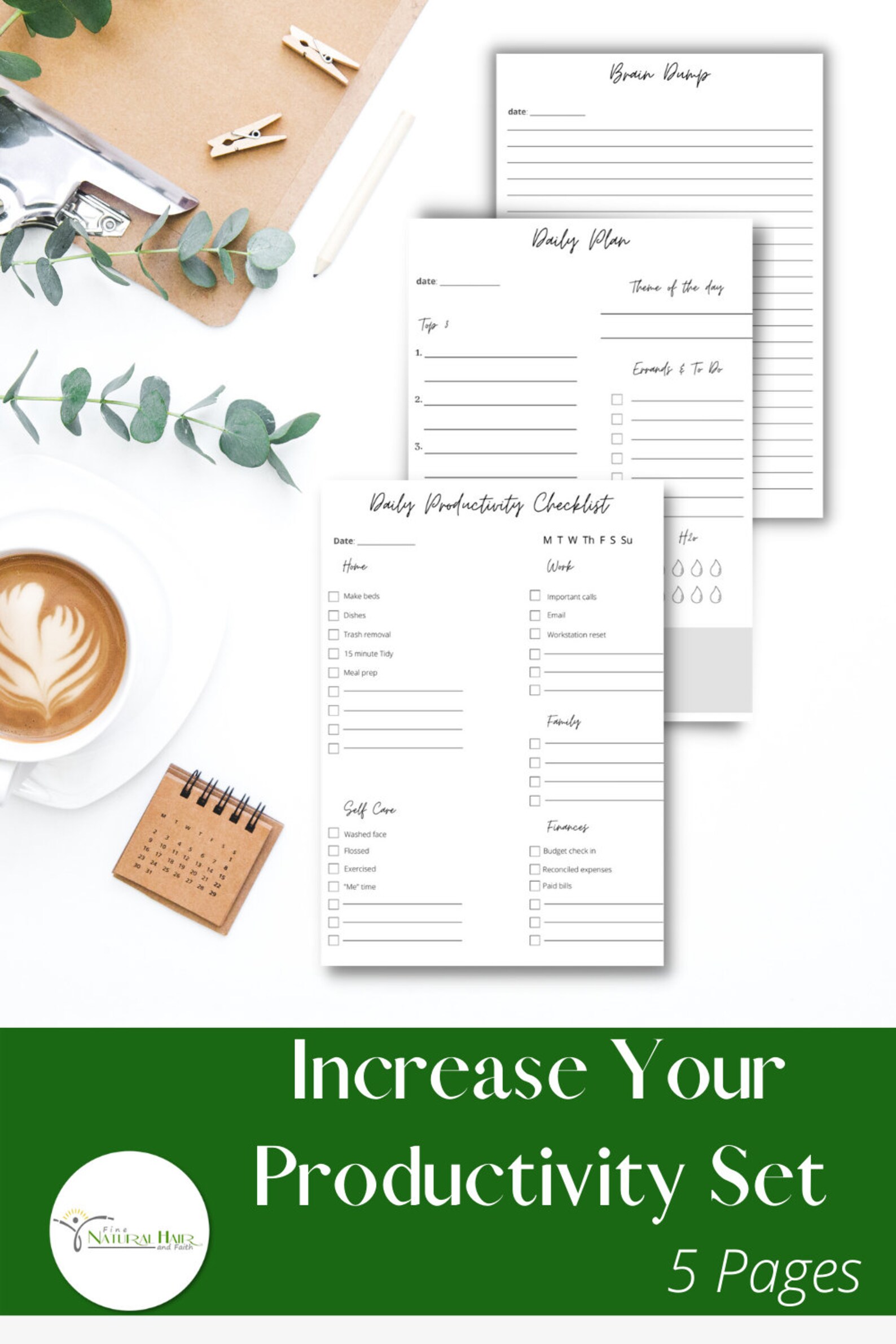 Printable Productivity Planner Pages With Daily Tracker, Routine ...