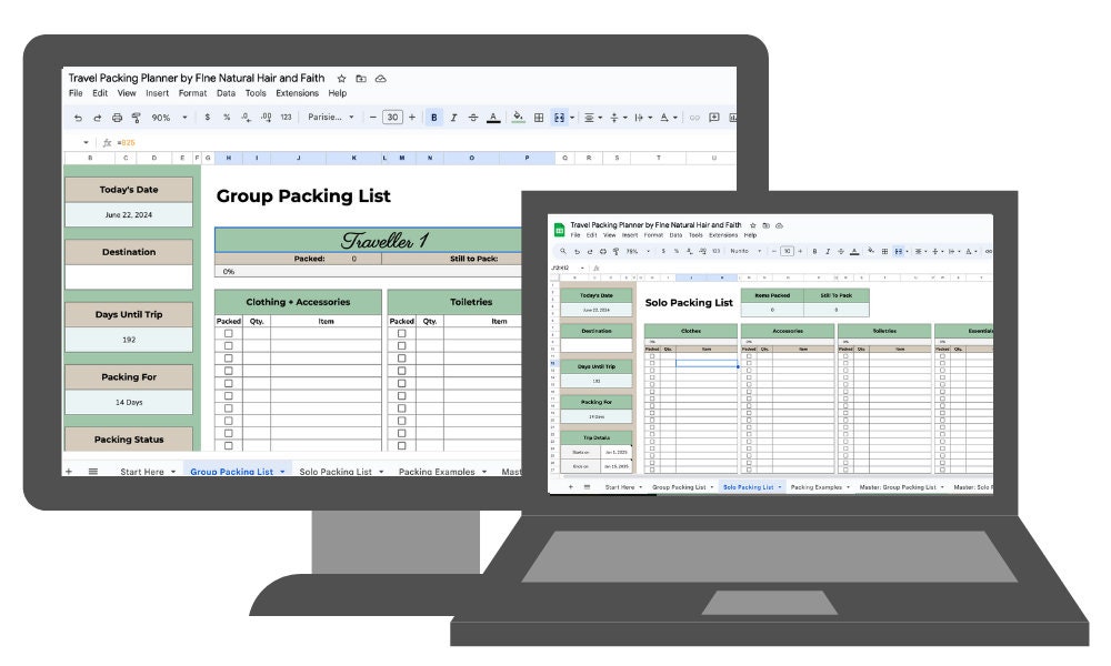 Digital Travel Packing List: Packing Planner Spreadsheet | Google ...