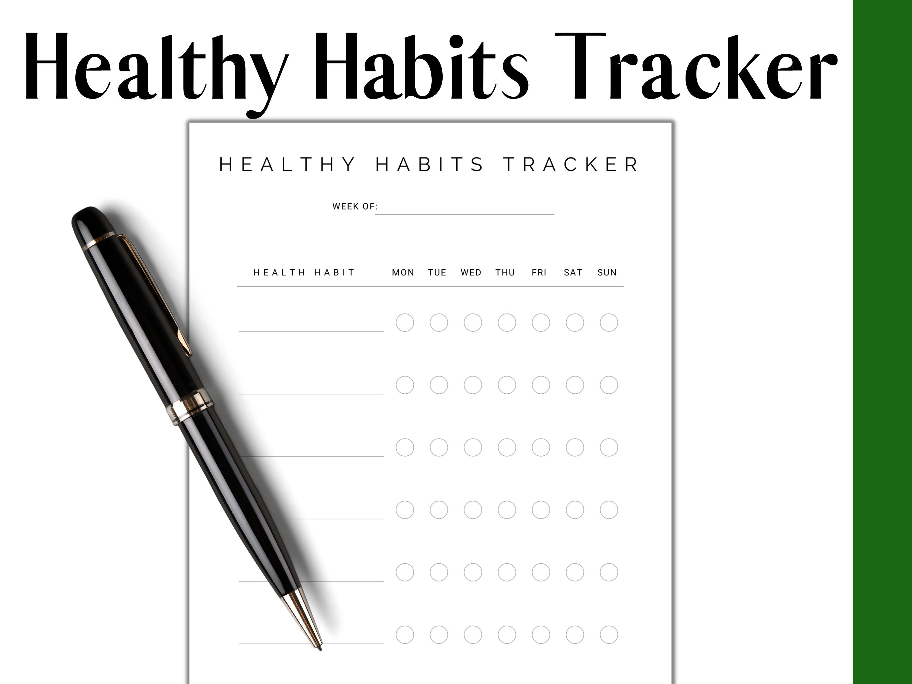 Weekly Habit Tracker Printable for Tracking Health and Wellness Habits ...
