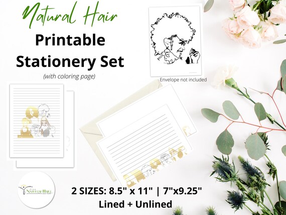 Natural Hair Journal Paper Printable Stationery Digital | Etsy
