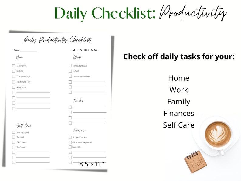 Printable Productivity Planner Pages With Daily Tracker, Routine ...