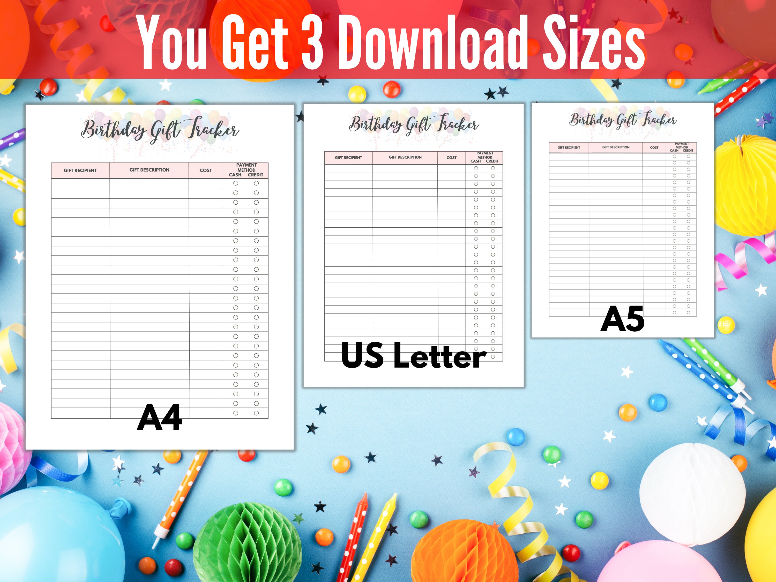 Birthday Gift Tracker | Birthday Present Tracking Printable - Etsy