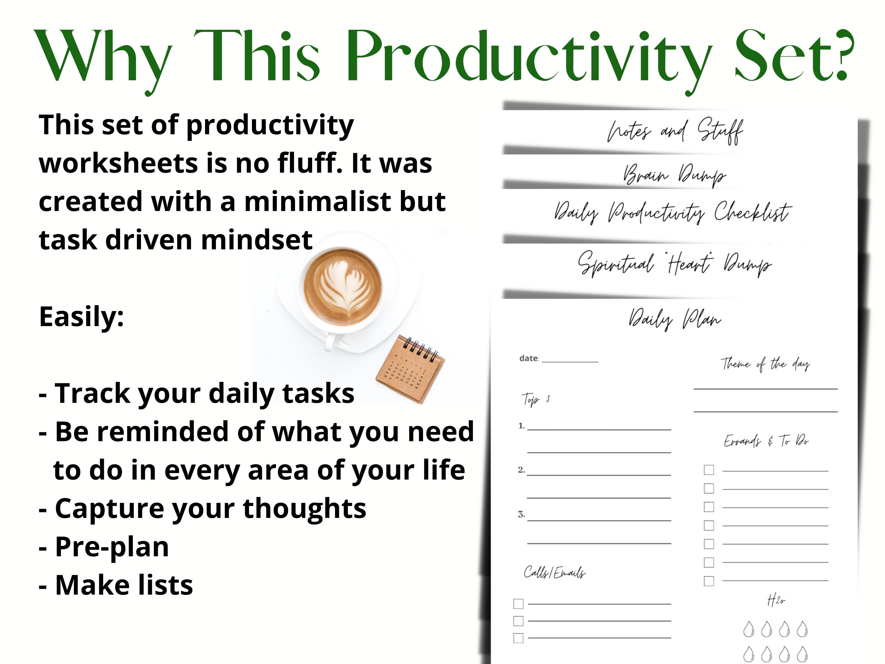 Printable Productivity Planner Pages With Daily Tracker, Routine ...