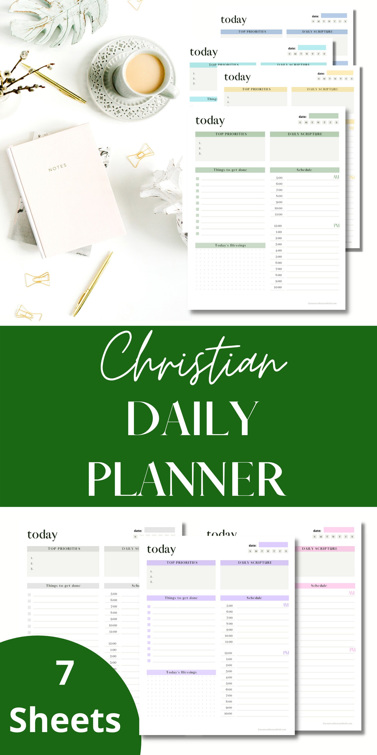 Christian Planner Daily Worksheet, Faith Inspired Agenda, Routine ...