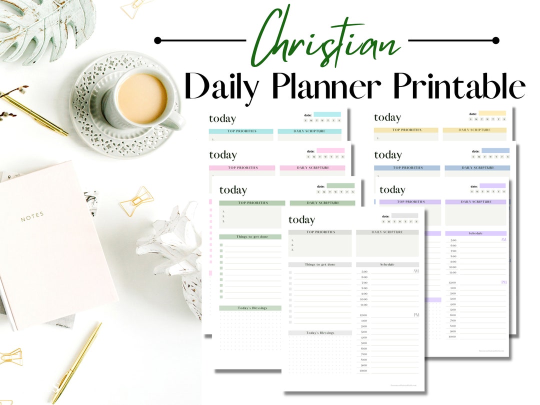 Christian Planner Daily Worksheet, Faith Inspired Agenda, Routine ...