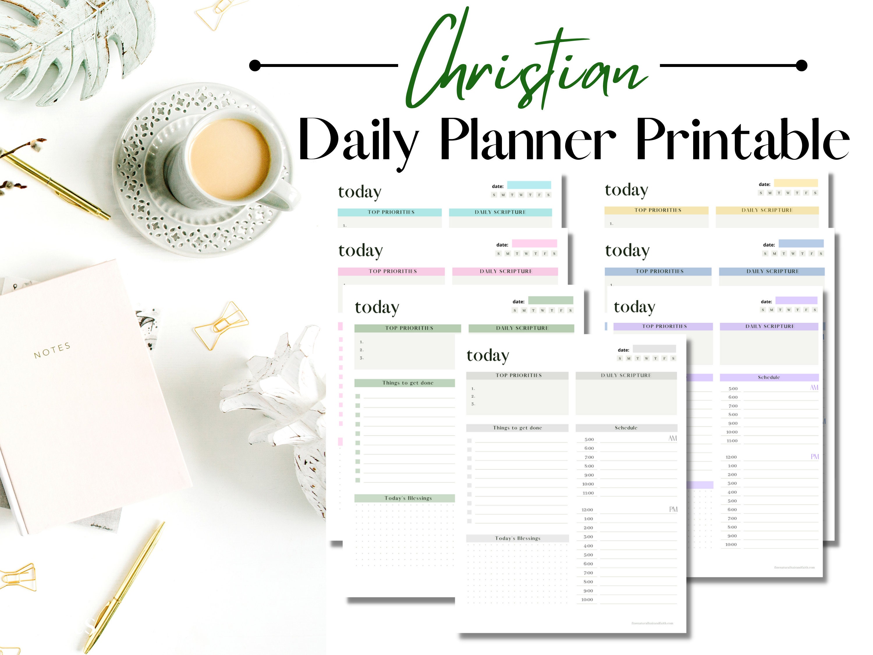 Christian Planner Daily Worksheet, Faith Inspired Agenda, Routine ...