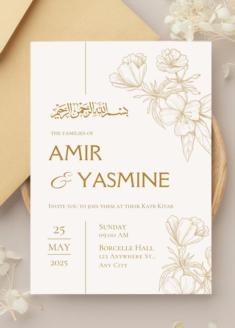 Nikkah Katb Kitab Invitation, Custom Invitation, Personalized Digital ...