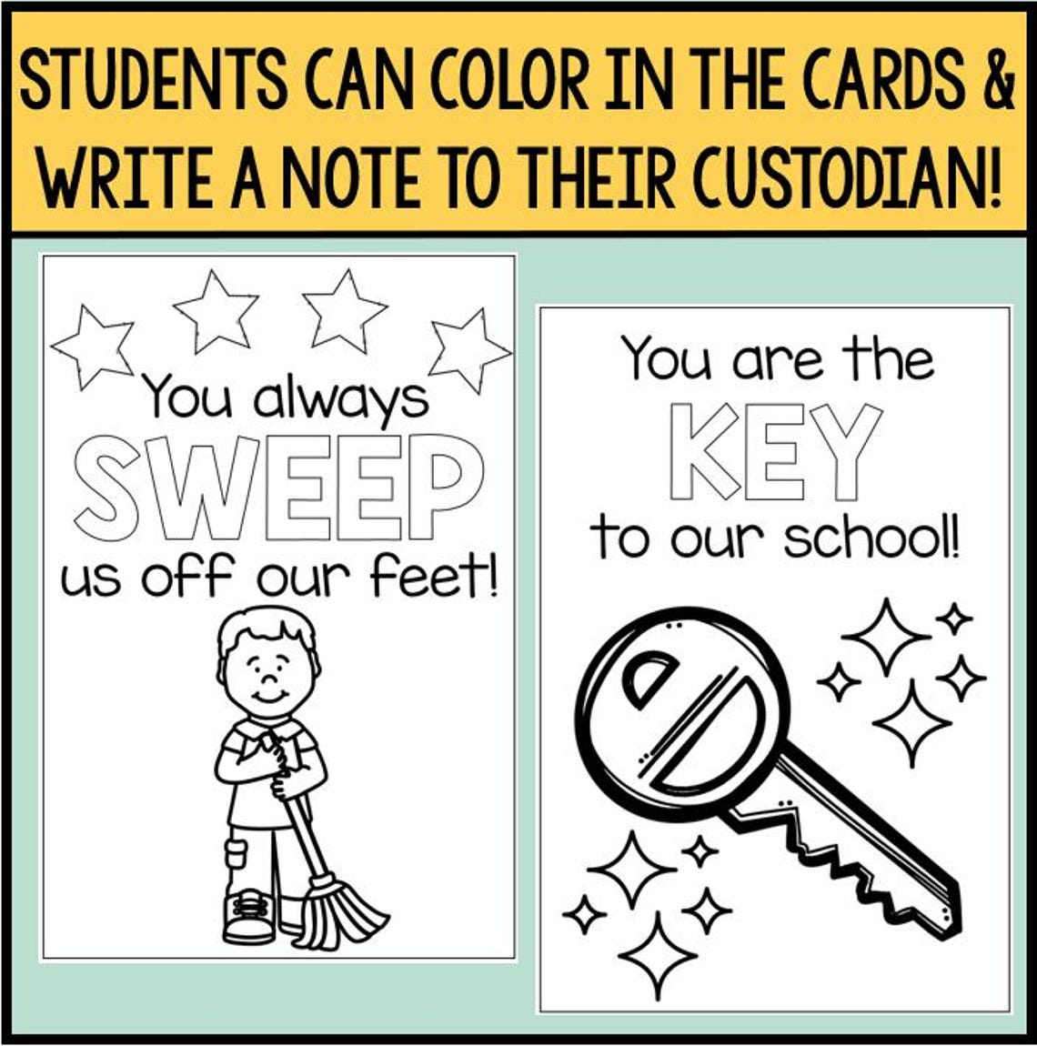 Custodian Appreciation Day Cards - Printable - Thank You - Community ...