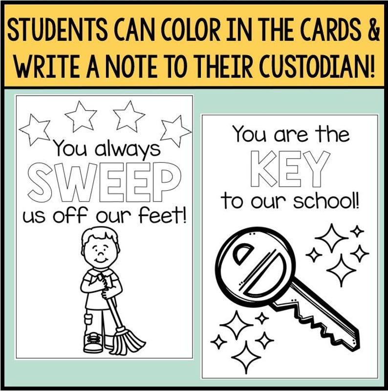 Custodian Appreciation Day Cards - Printable - Thank You - Community ...