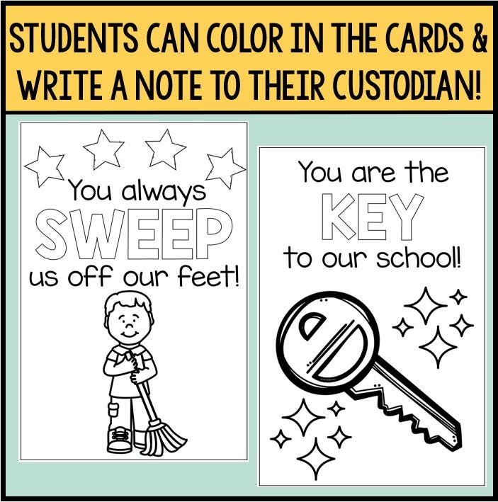 Custodian Appreciation Day Cards - Printable - Thank You - Community ...