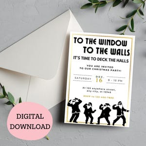 Funny Christmas Party Invite Template, Retro Christmas Party Invitation ...