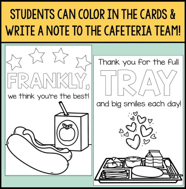 Cafeteria Worker Appreciation Day Cards- Printable- School Cafeteria ...