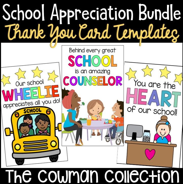 Staff Appreciation Cards- Thank You- Community Helpers- Principal ...