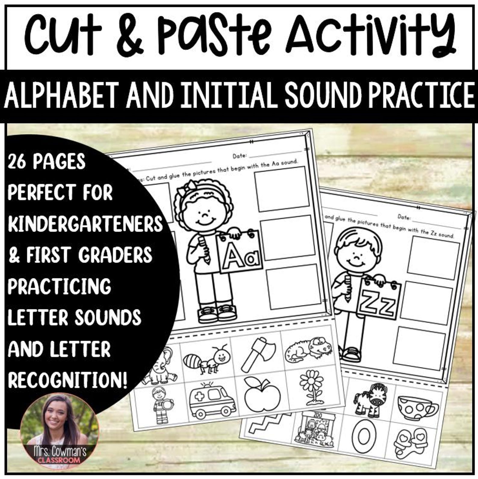 Alphabet Cut and Glue Worksheets- Printable - Beginning Sound - Letter ...