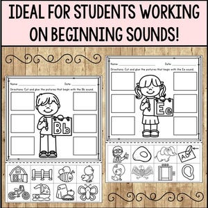 Alphabet Cut and Glue Worksheets- Printable - Beginning Sound - Letter ...