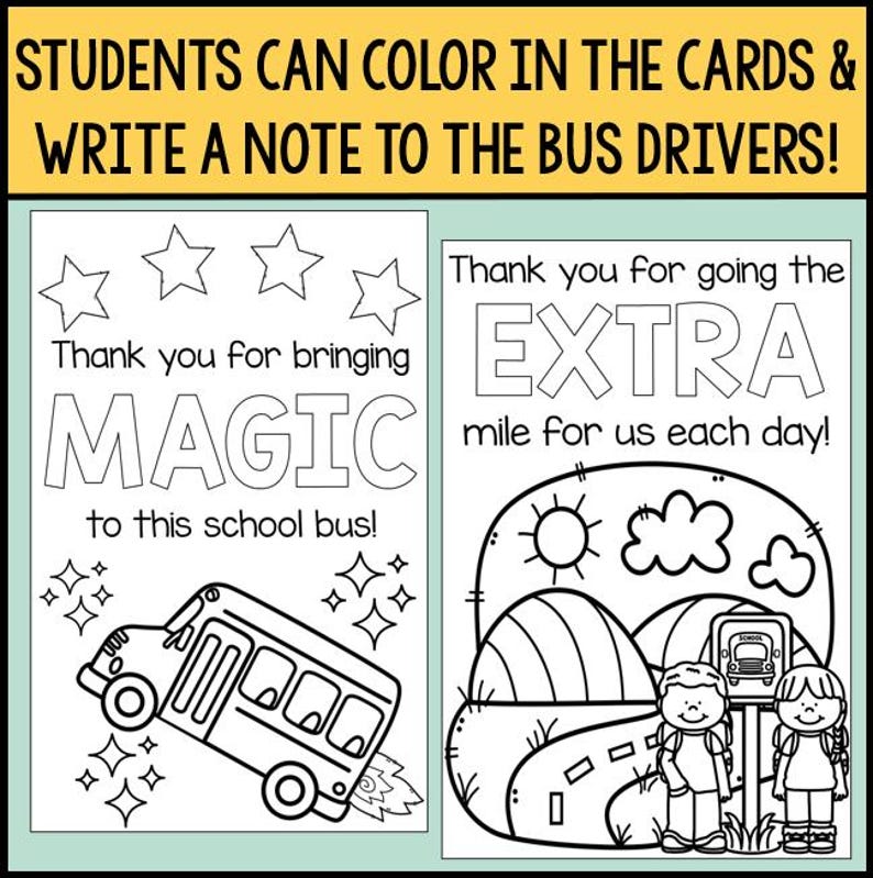 Bus Driver Appreciation Day Cards - Printable - Thank You - Community ...