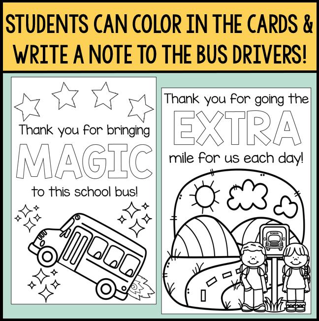 Bus Driver Appreciation Day Cards - Printable - Thank You - Community ...