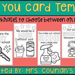 Custodian Appreciation Day Cards - Printable - Thank You - Community ...