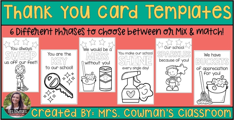 Custodian Appreciation Day Cards - Printable - Thank You - Community ...