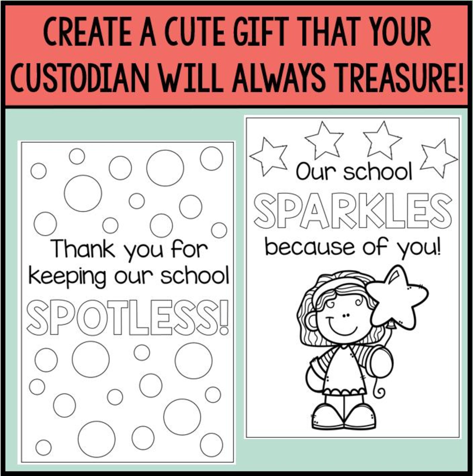 Custodian Appreciation Day Cards - Printable - Thank You - Community ...
