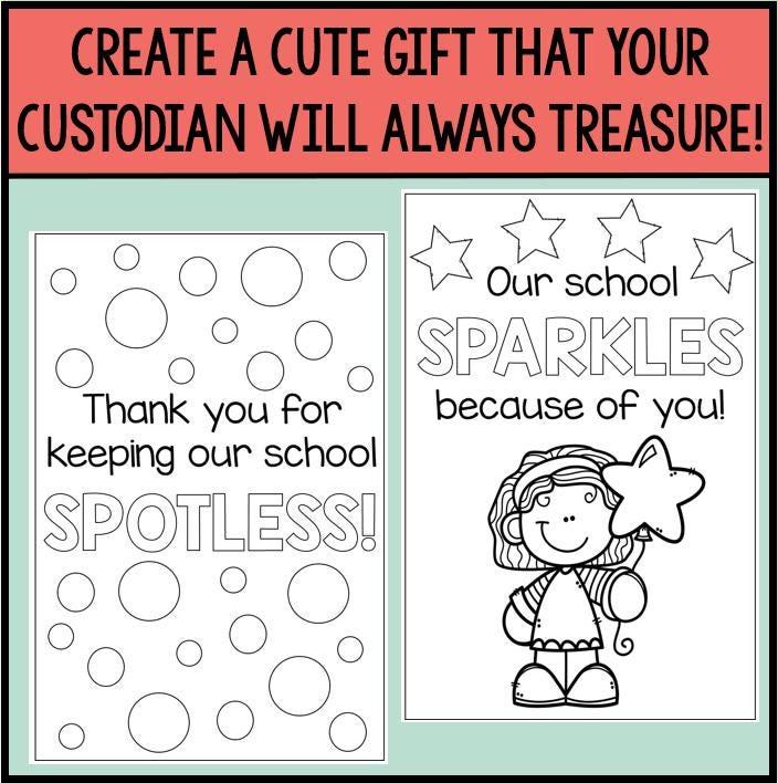 Custodian Appreciation Day Cards - Printable - Thank You - Community ...