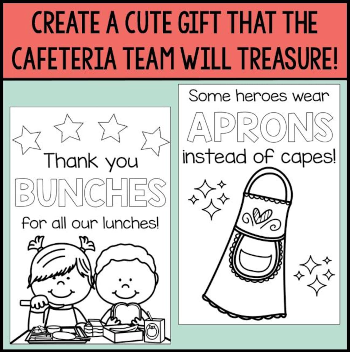 Cafeteria Worker Appreciation Day Cards- Printable- School Cafeteria ...