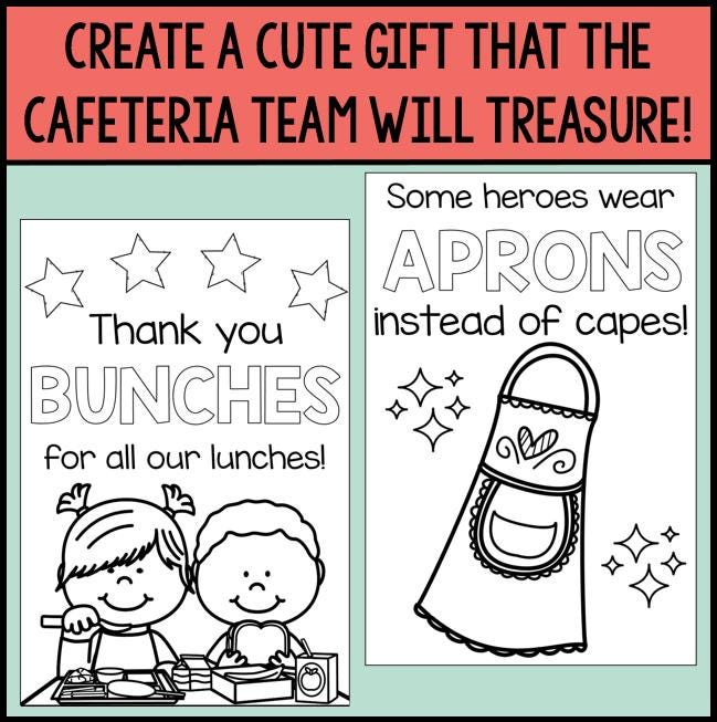 Cafeteria Worker Appreciation Day Cards- Printable- School Cafeteria ...