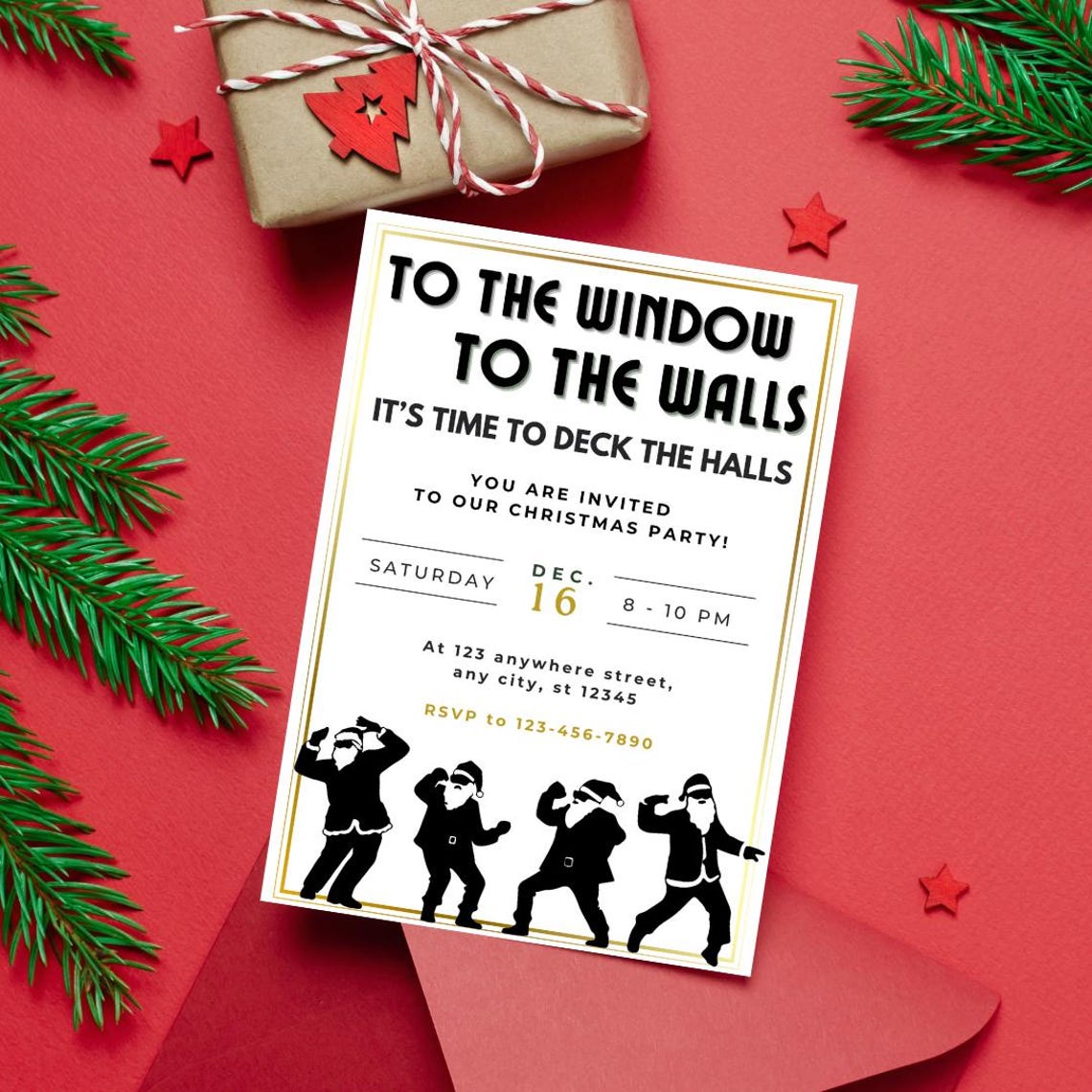 Funny Christmas Party Invite Template, Retro Christmas Party Invitation ...