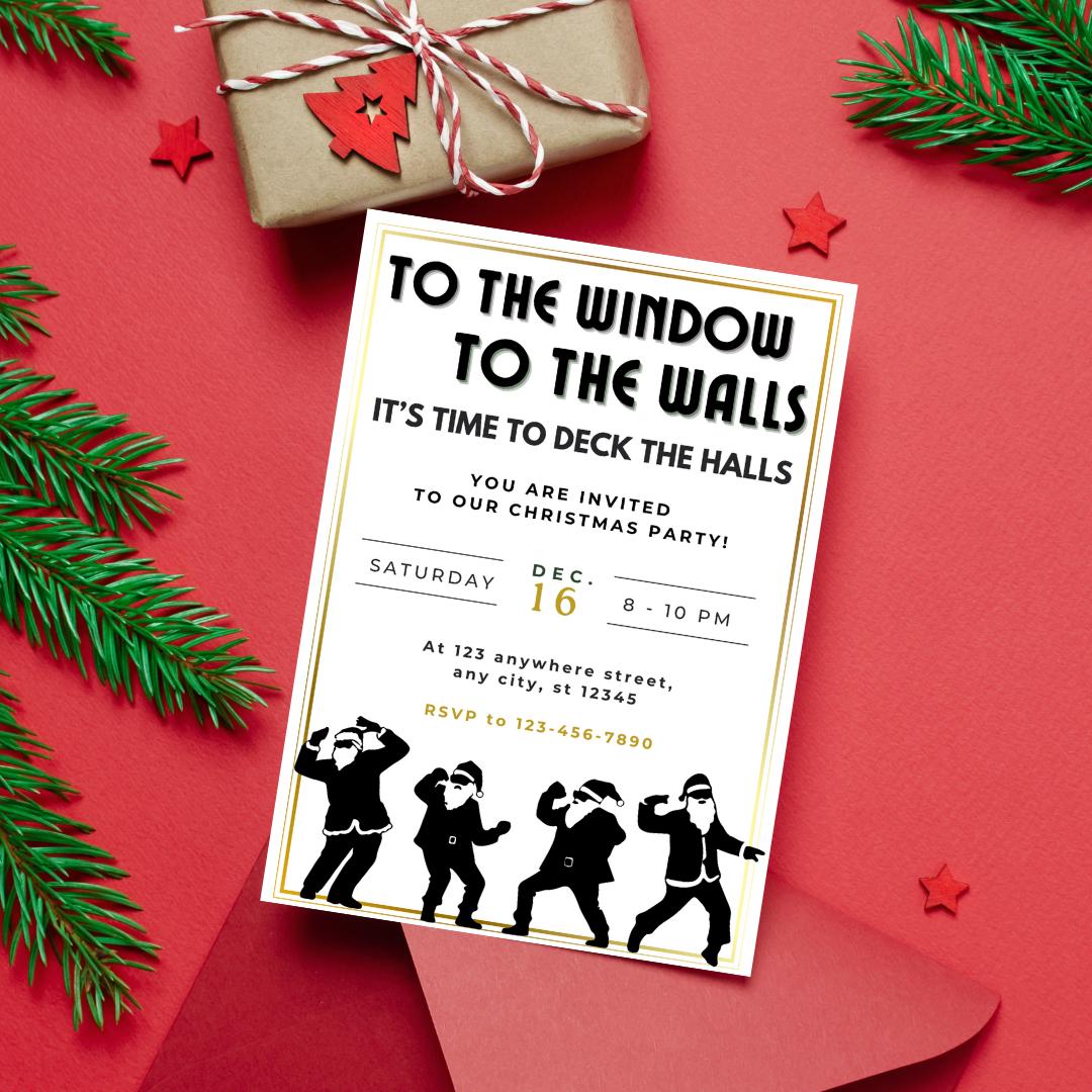 Funny Christmas Party Invite Template, Retro Christmas Party Invitation ...