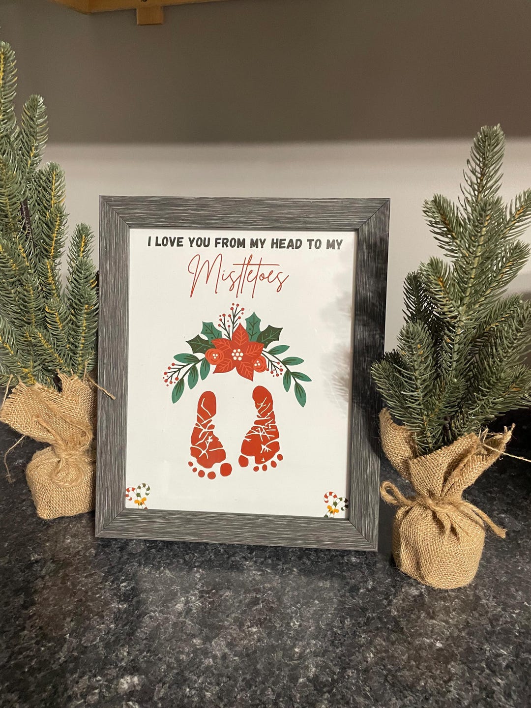 Child Baby Footprint Craft for Christmas Mistletoes 8x10 - Etsy