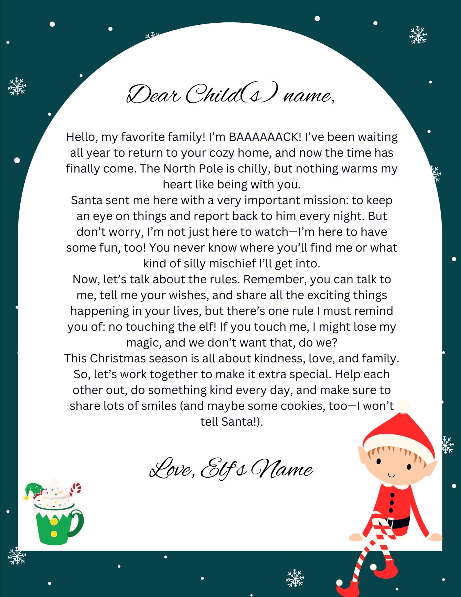 Customizable Elf on the Shelf Christmas Letter Digital Download - Etsy