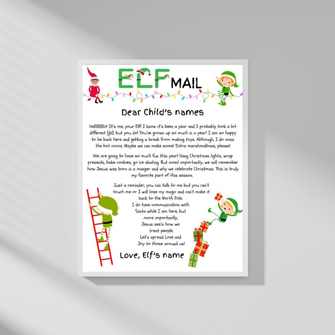 Customizable Elf on the Shelf Christmas Letter (christian) Digital ...