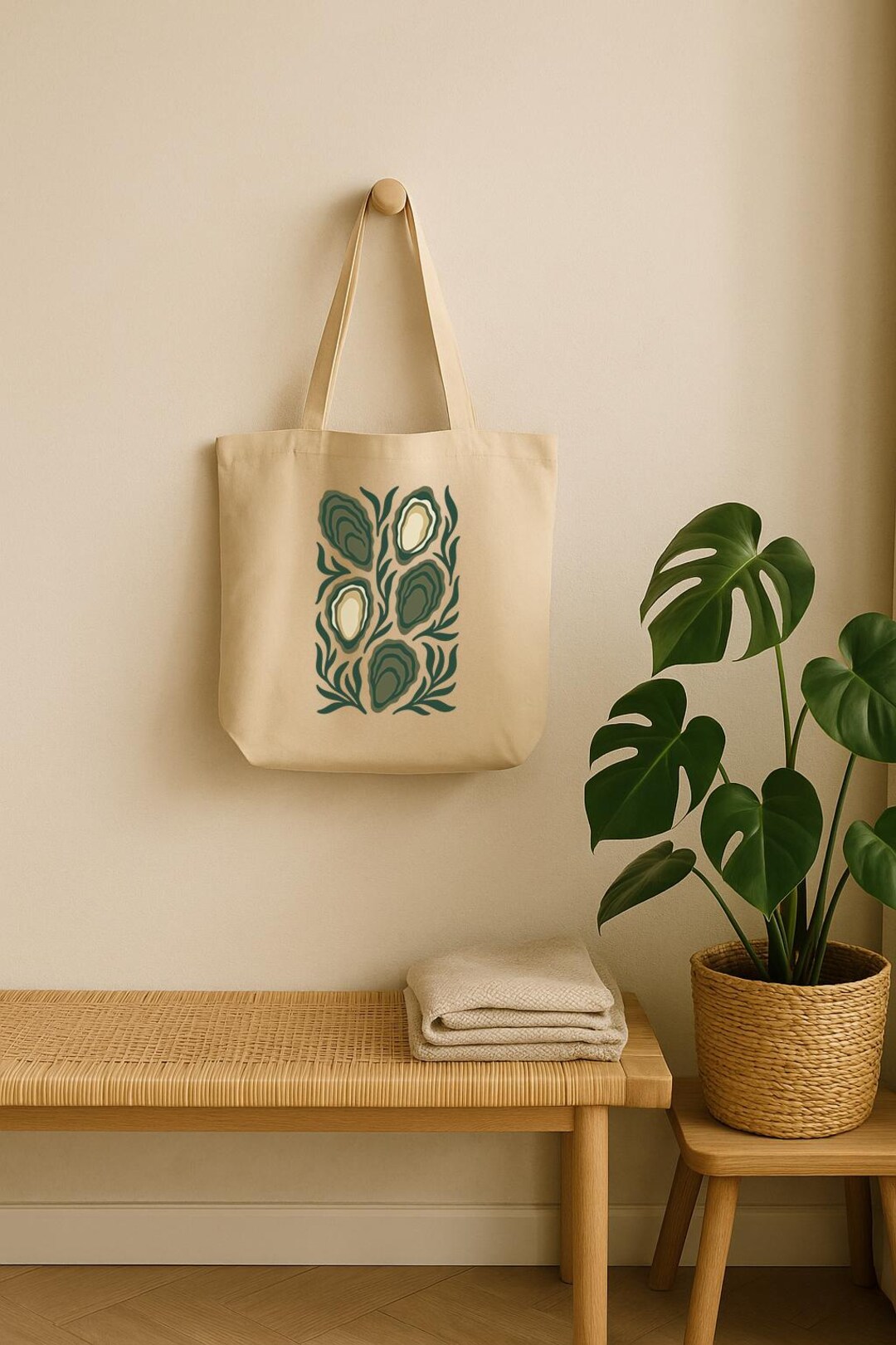 Minimalist Oyster Shell Organic Cotton Tote Bag | Reusable Eco-friendly ...