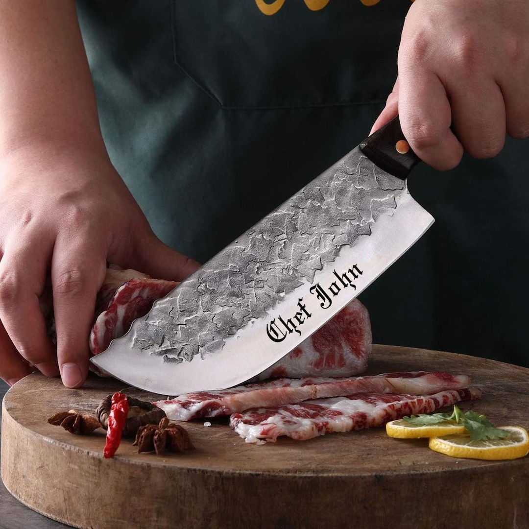 Forged CHEF Butcher KNIFE Personalized Name Custom Engraved Meat ...