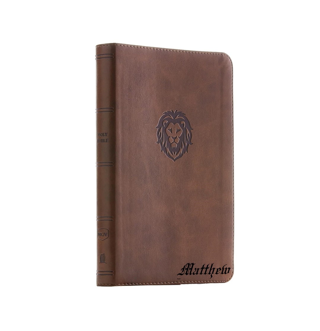 Personalized Name Lion NKJV HOLY BIBLE Custom Engraved Church Christian ...