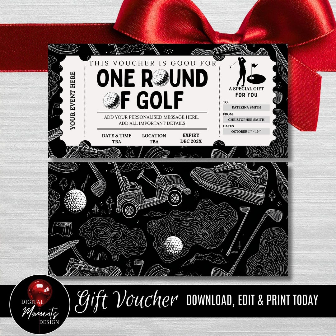 Printable Golf Ticket Template, Instant Download Editable Coupon, One ...