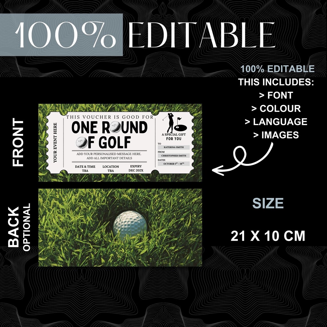 Printable Golf Ticket Template, Instant Download Coupon, Editable One ...
