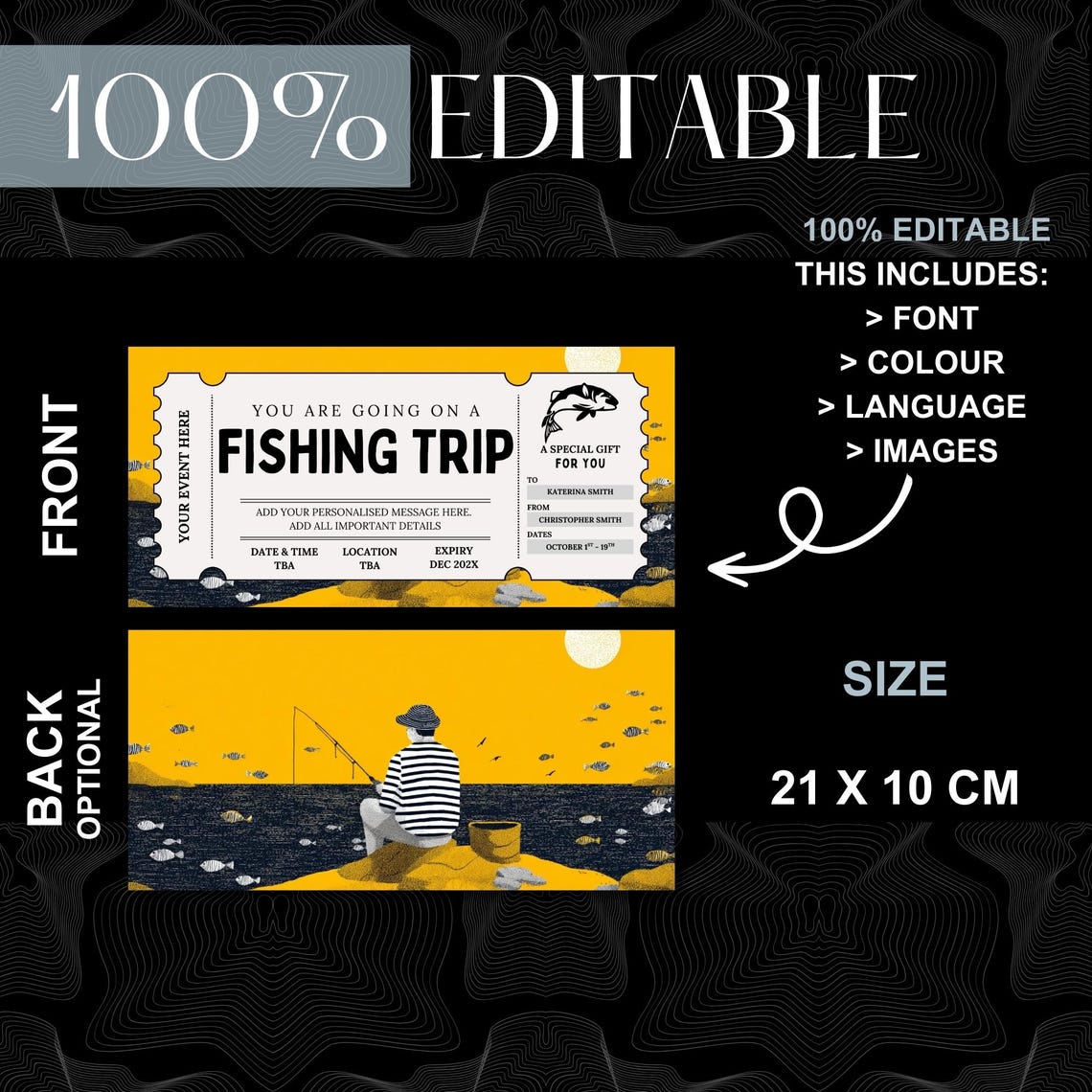 Printable Fishing Gift Ticket Template, Instant Download Coupon ...