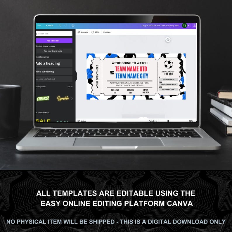 Printable Football Ticket Gift Voucher, Editable Soccer Coupon ...