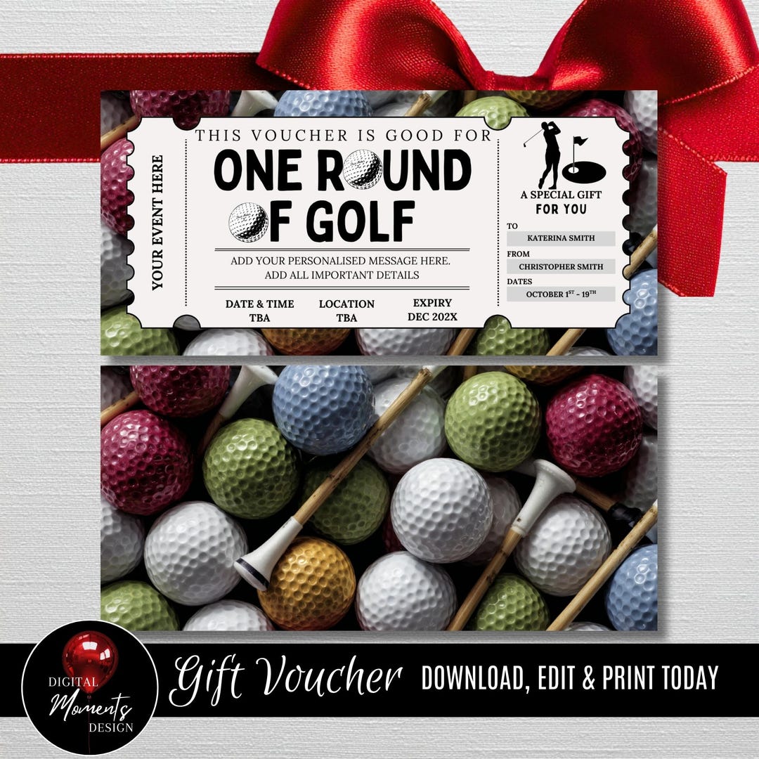 Printable Golf Ticket Template, Instant Download Editable Coupon, One ...