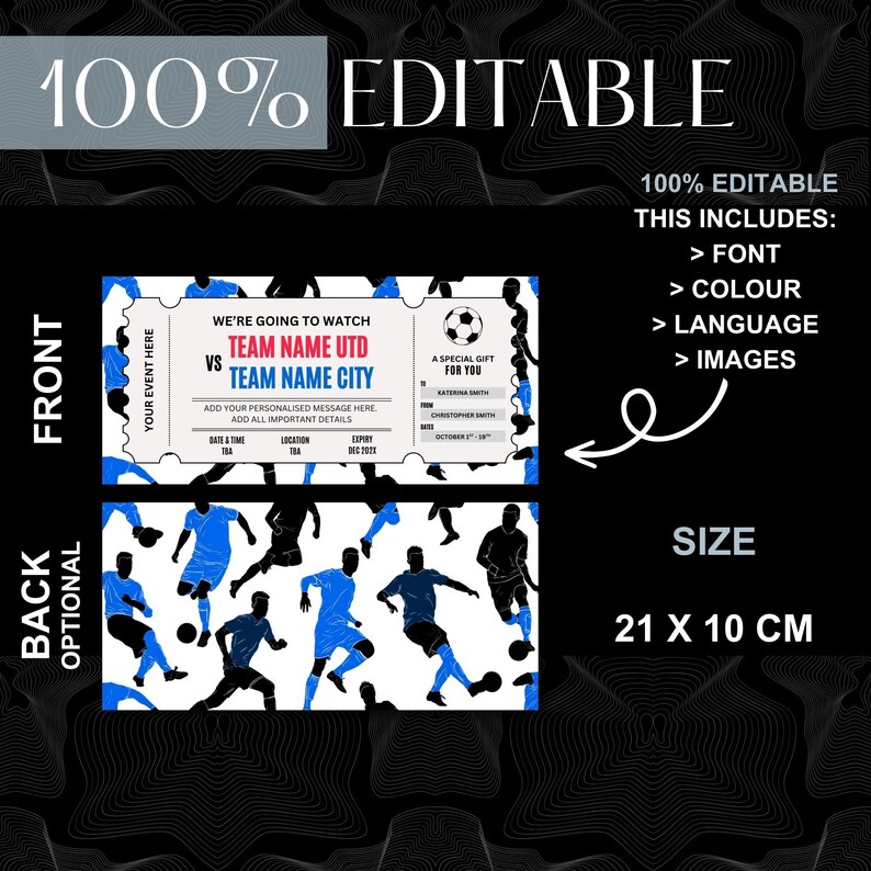 Printable Football Ticket Gift Voucher, Editable Soccer Coupon ...
