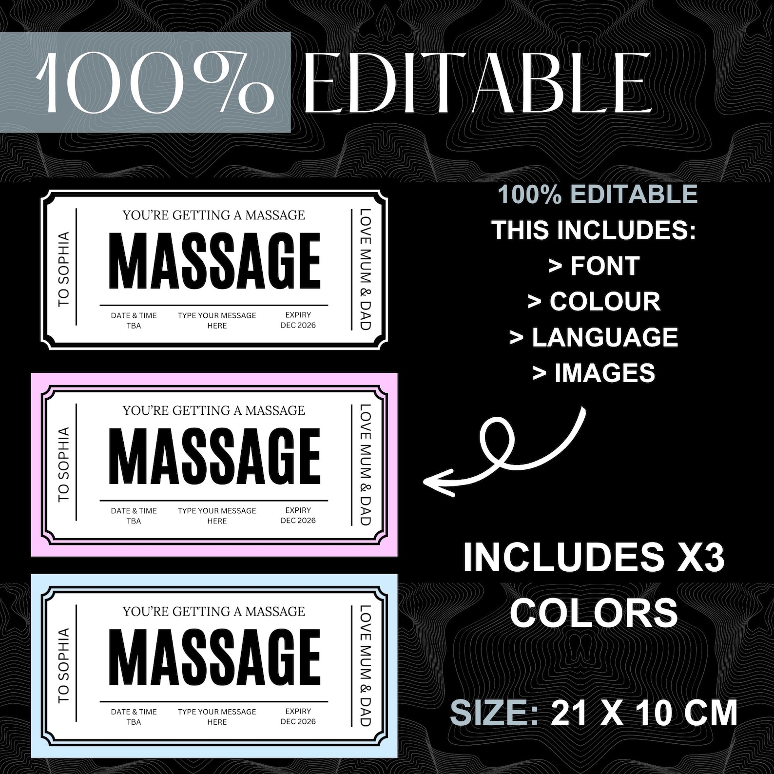 Massage Gift Voucher, Editable Couples Spa Day Voucher Certificate ...
