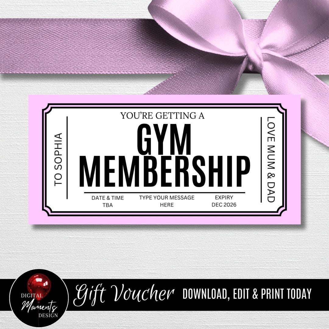 Gym Membership Gift Voucher, Editable Private Trainer Coupon, Printable ...