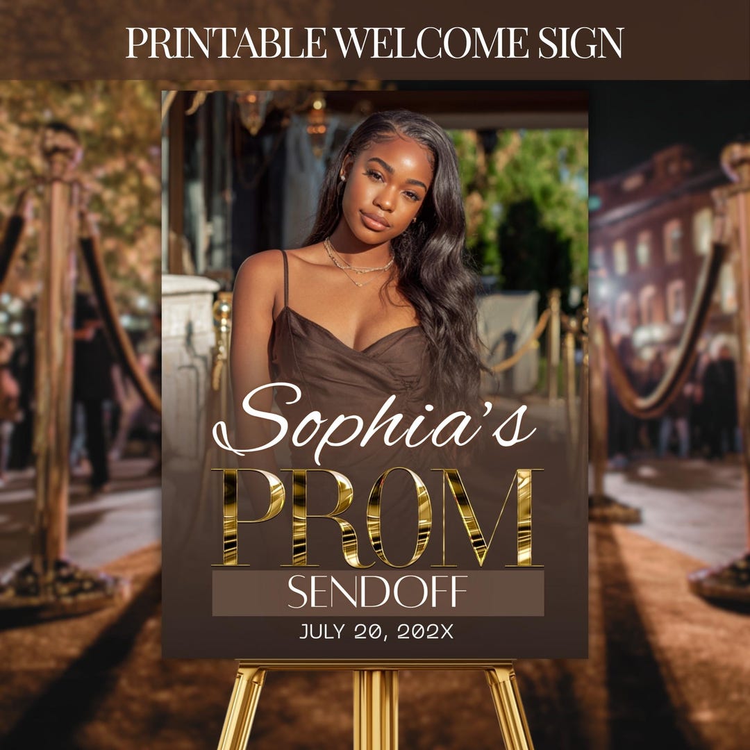 Prom Send off Welcome Sign for Women, Brown and Gold Celebration Decor ...