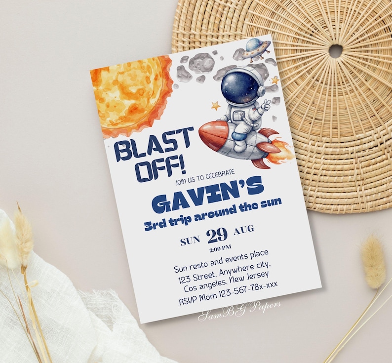 Space Birthday Invitation Template, Blast off Birthday Invite, Outer ...