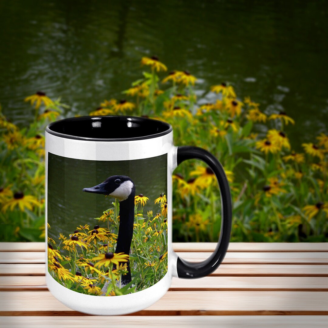 Goose in the Flowers Coffee Mug, 15 Oz, Photograph, Black Eyed Susan's ...