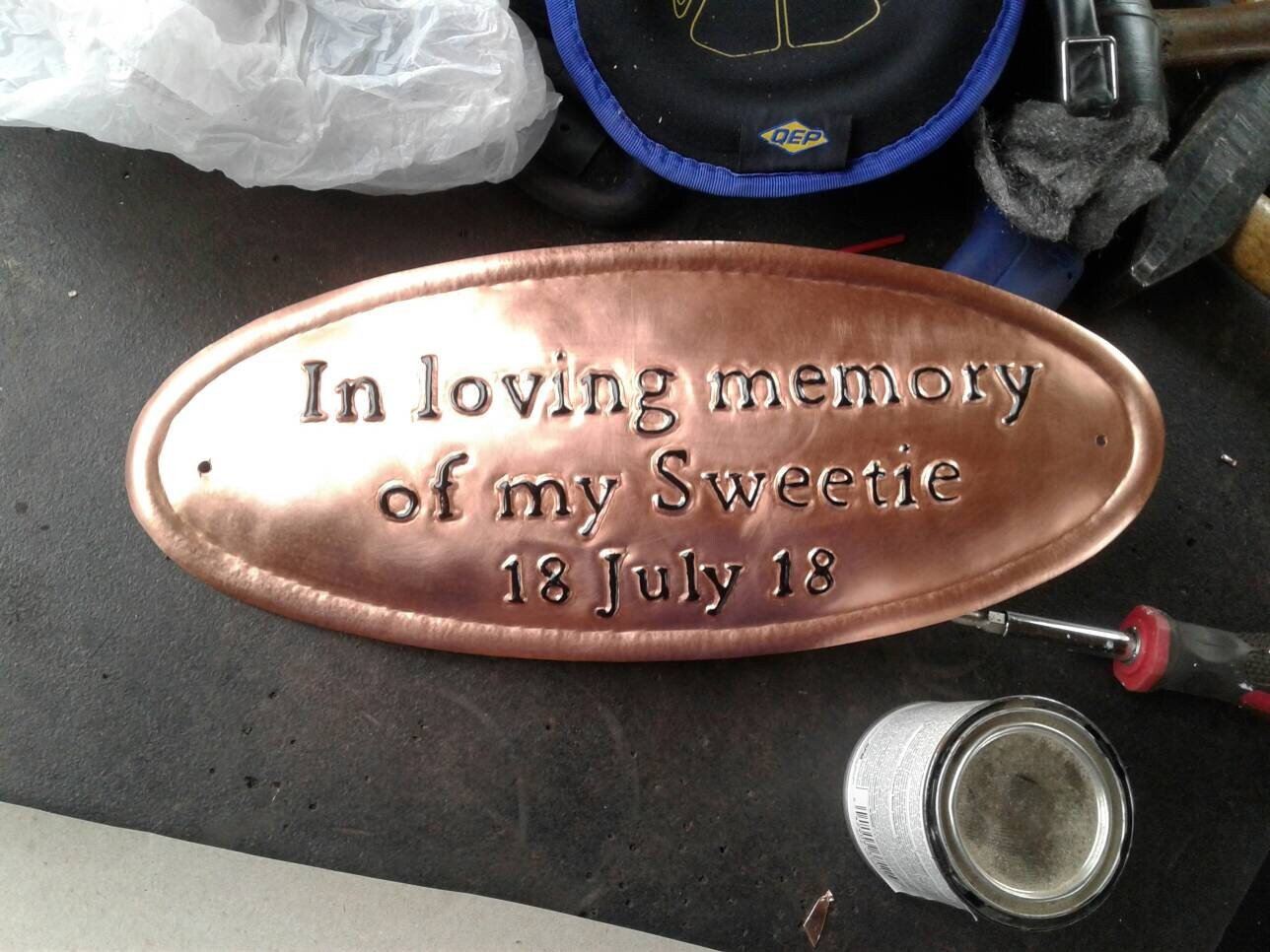 Personalized Hammered Copper Memorial Plaque - Etsy