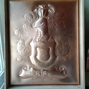 Family Crest Hammered Copper Heraldry or Anniversary Single Crest ...